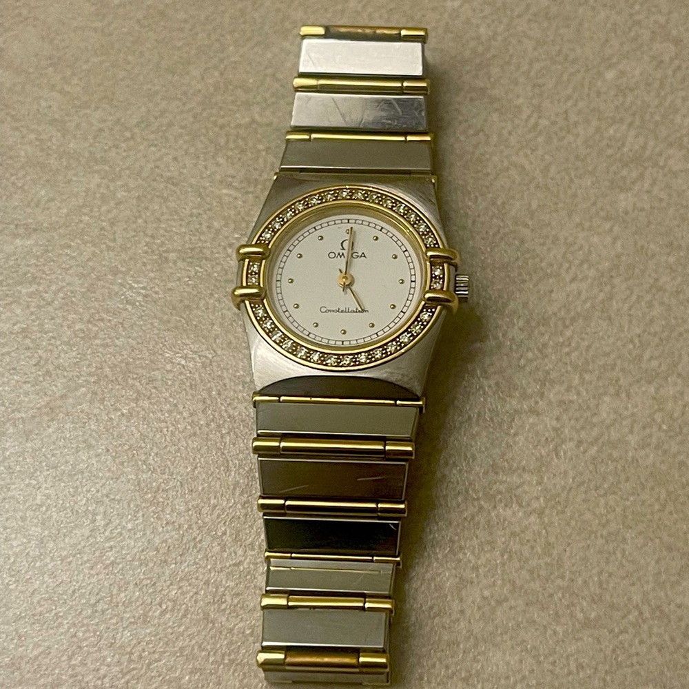Omega Constellation Diamond Bezel 18k Gold Stainless … - Gem